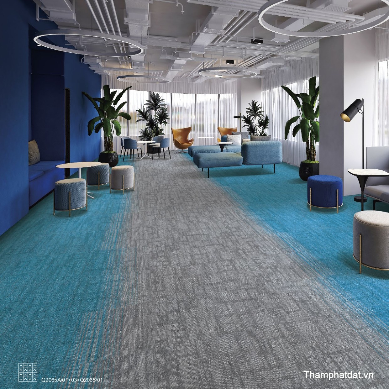 Thảm Sàn Hulan Carpet Tile Lan Màu – Thảm Văn Phòng Hiện Đại